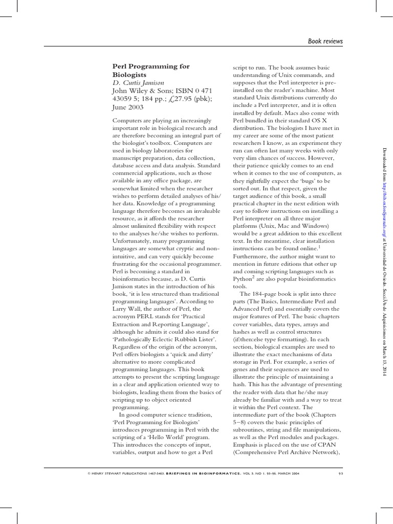 Brief Bioinform 2004 Laederach 95 6 | PDF | Perl | Scripting Language
