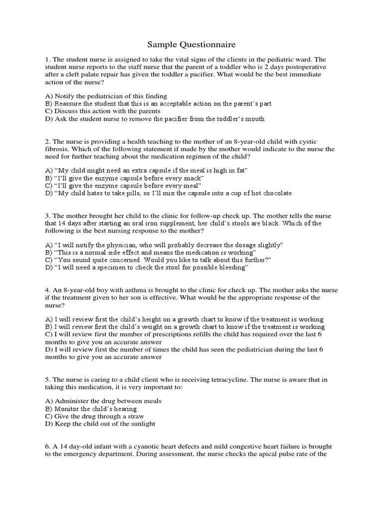 Sample Questionnaire | PDF | Breastfeeding | Pregnancy