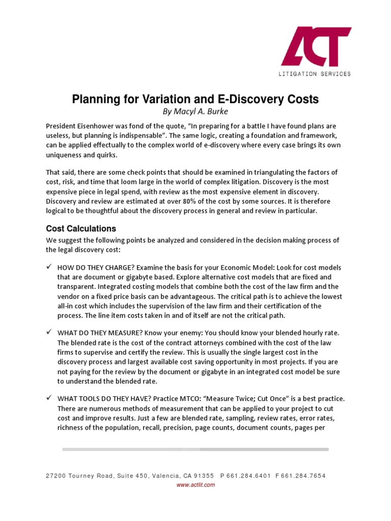 E-Discovery Cost Planning Strategies | PDF | Economic Model | Sampling ...