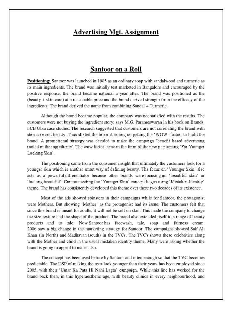 Santoor Case Study | PDF | Brand | Target Audience