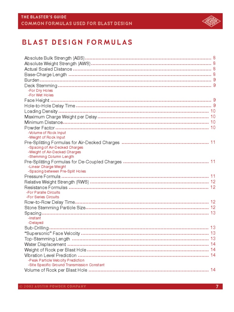 Blast Design Formulas | PDF