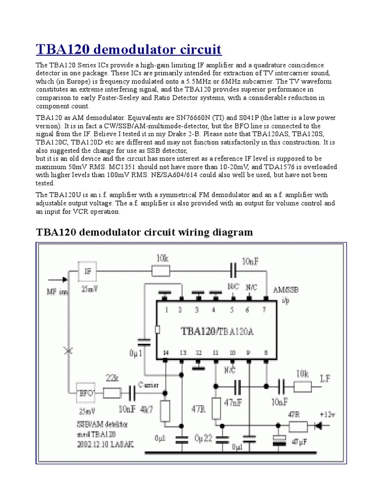 TBA120 Demodulator Circuit Ic | PDF | Detector (Radio) | Amplifier