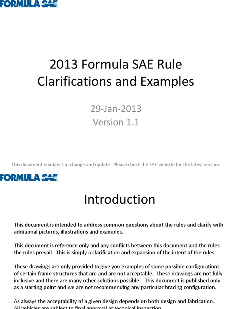 2014 FSAE Rules Clarifications and Examples | PDF
