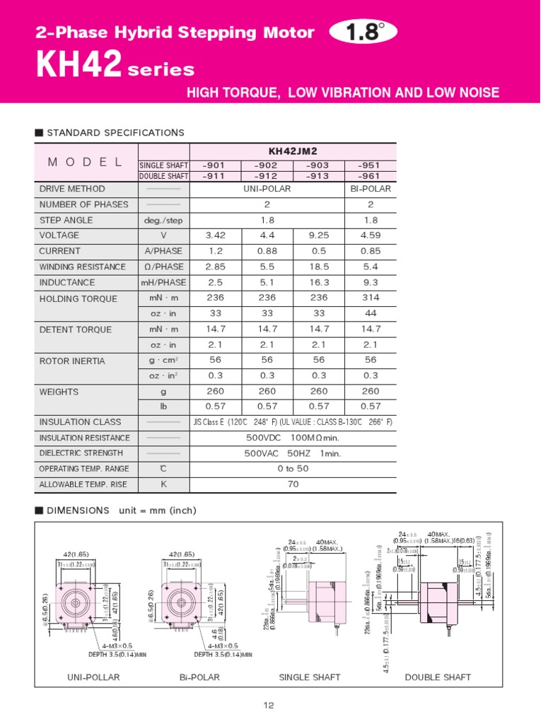 KH42 Series Stepper Motor From Japan Servo | PDF