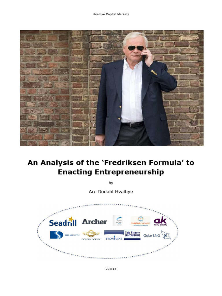 An Analysis of The Fredriksen Formula' To Enacting Entrepreneurship (v2 ...