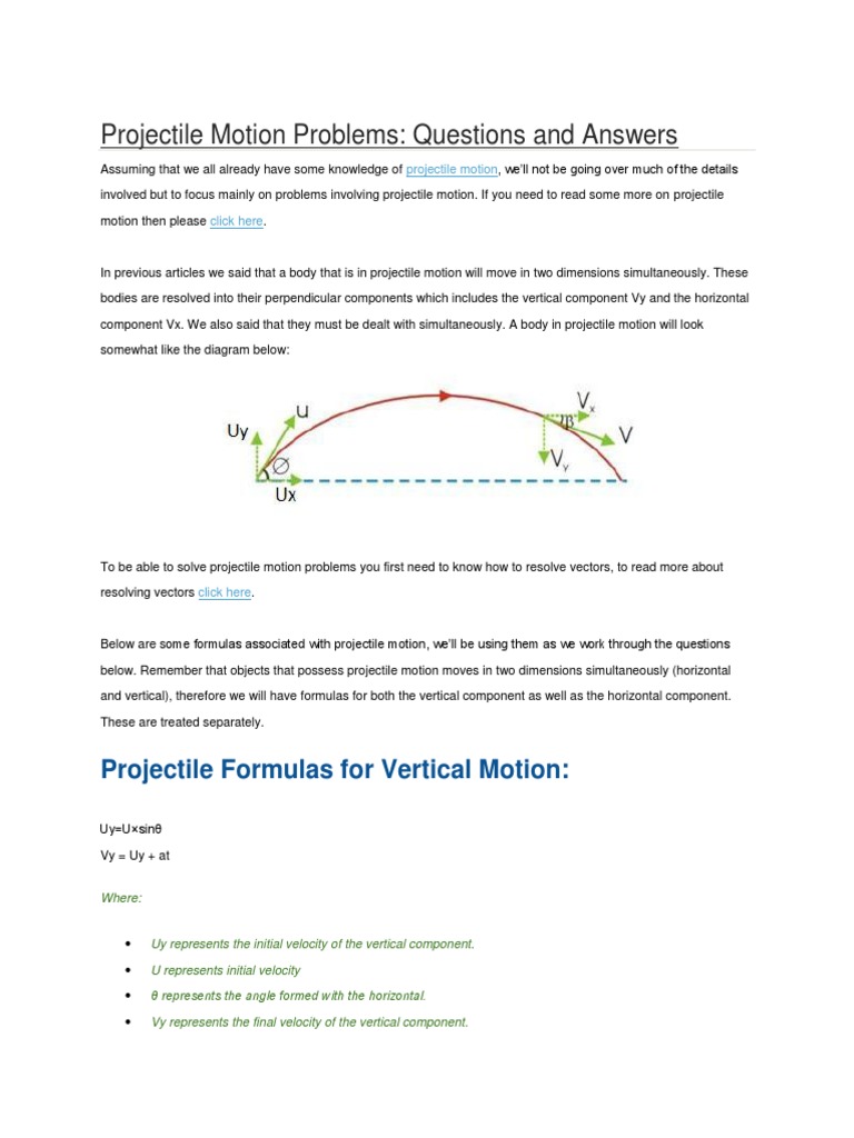 Projectile Motion Problems | PDF | Euclidean Vector | Velocity