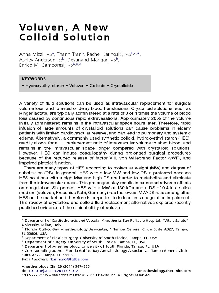 4-Voluven | Renal Function | Saline (Medicine)