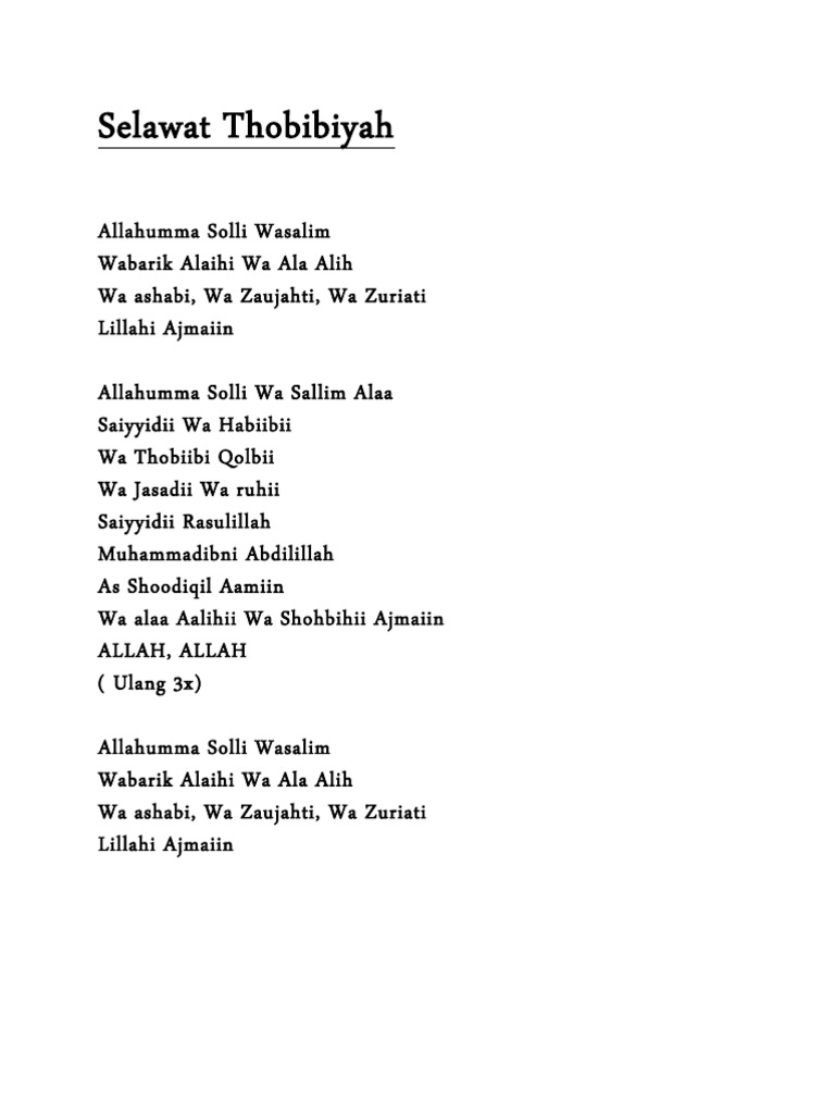 Selawat Thobibiyah | PDF