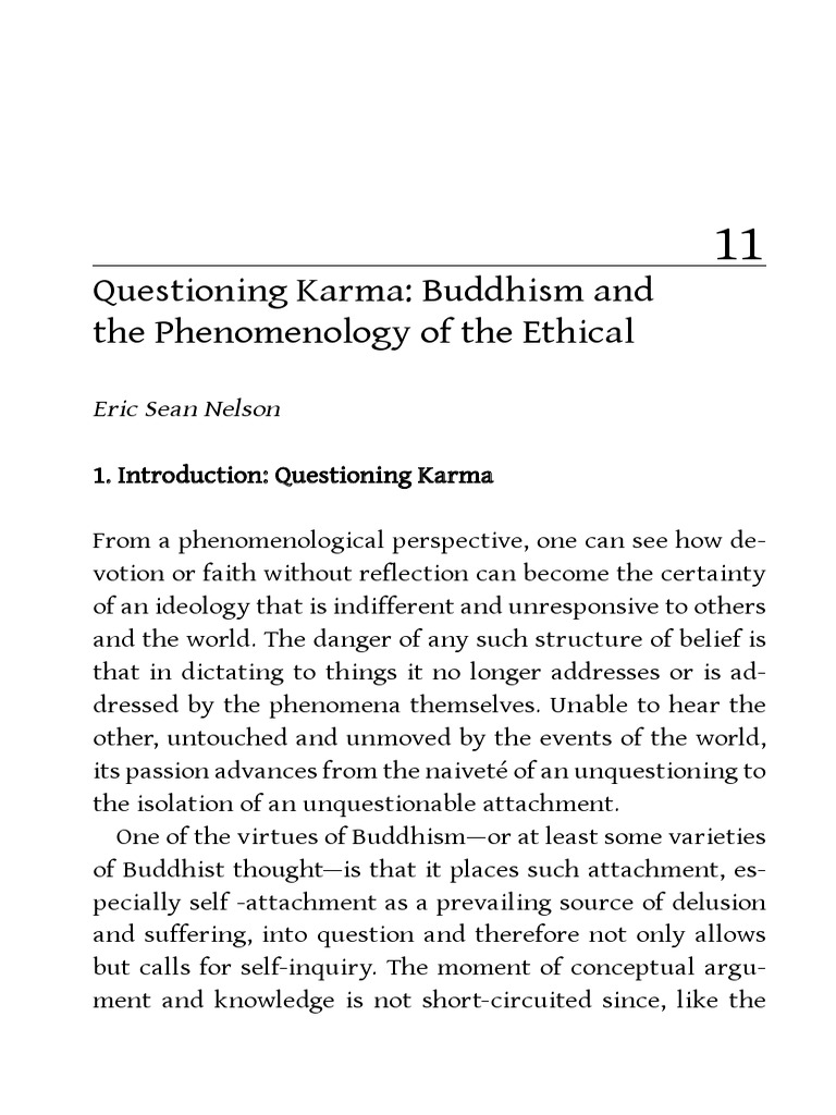 Questioning Karma | PDF | Karma | Phenomenology (Philosophy)