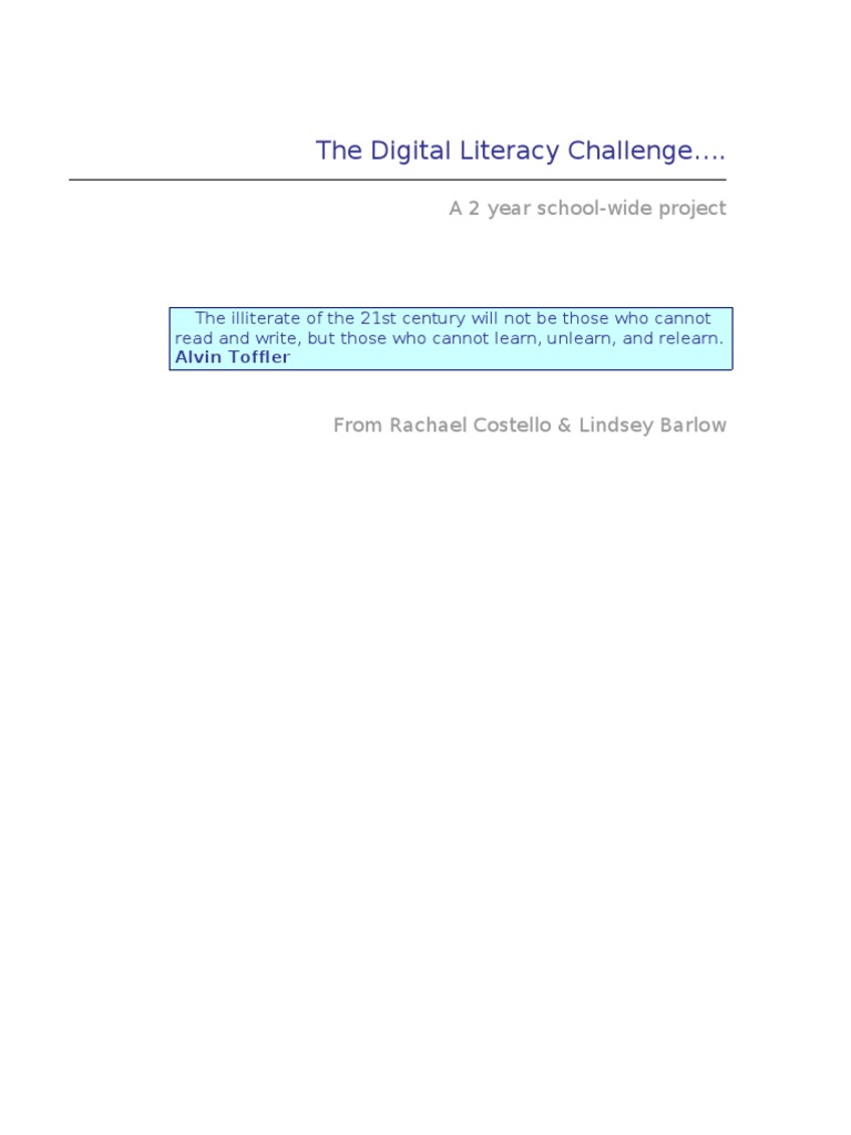 The Digital Literacy Challenge . | PDF | Books | Libraries