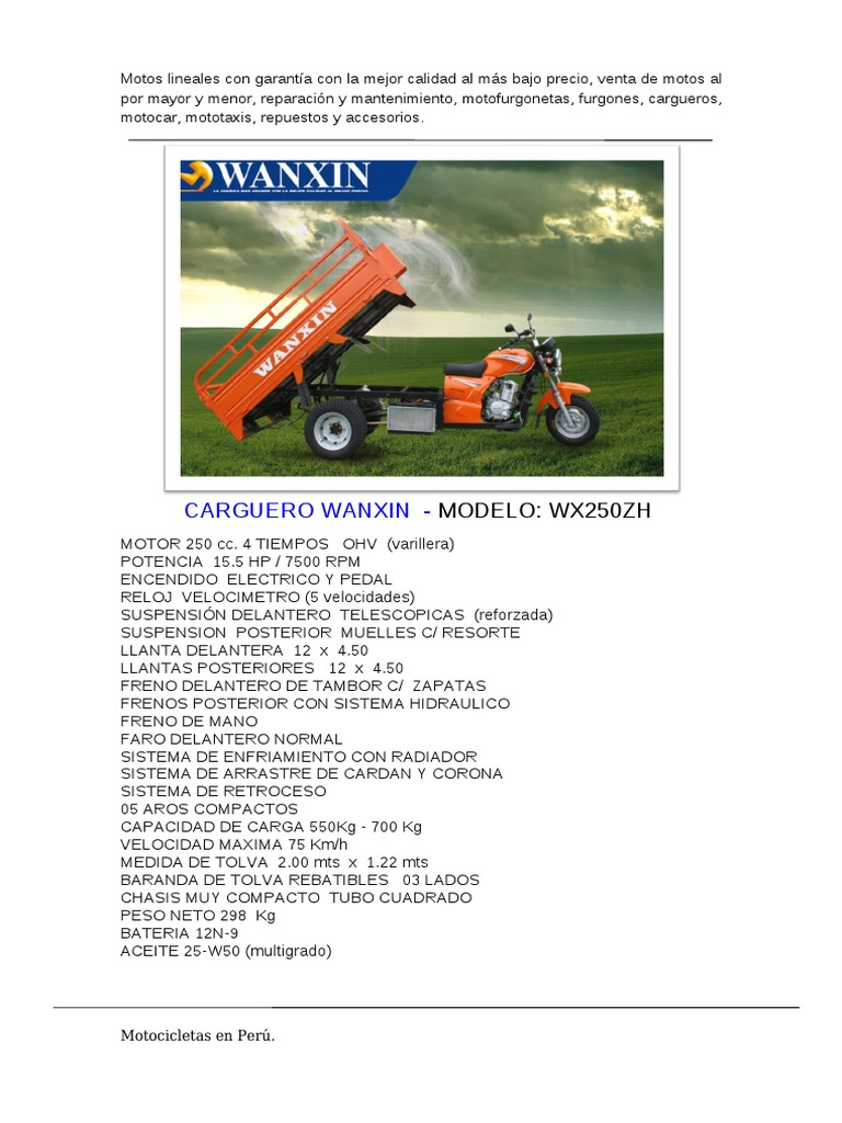 Motos Ficha Tecnica Wx250zh Carguero | PDF