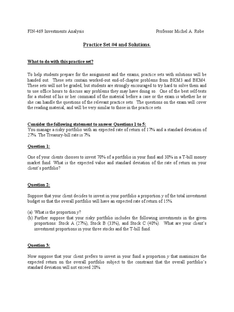 PS 4 | PDF | Beta (Finance) | Sharpe Ratio