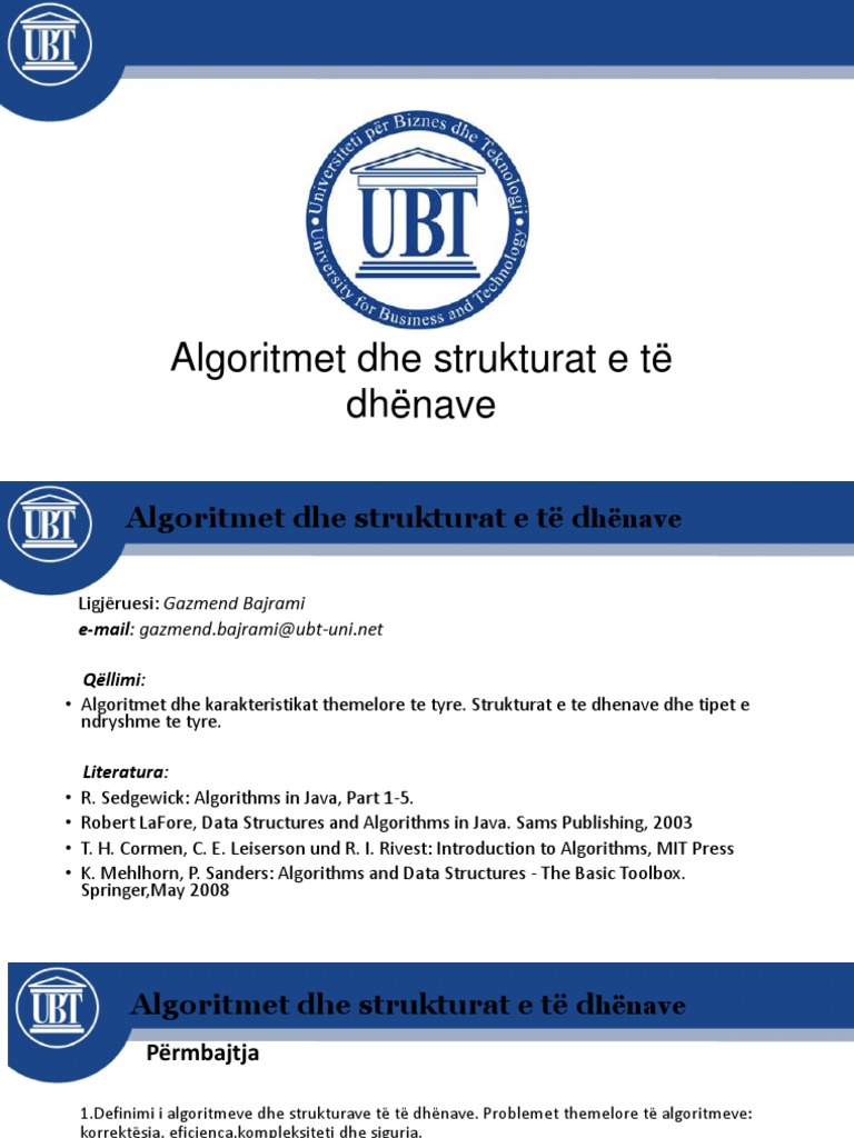 Algoritmet Dhe Strukturat e Te Dhenave - Sllajdet Komplet | PDF