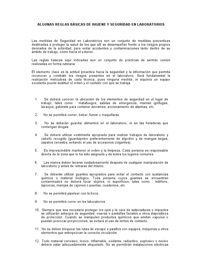 Normas de Seguridad en Laboratorios | PDF | Laboratorios | Combustibles