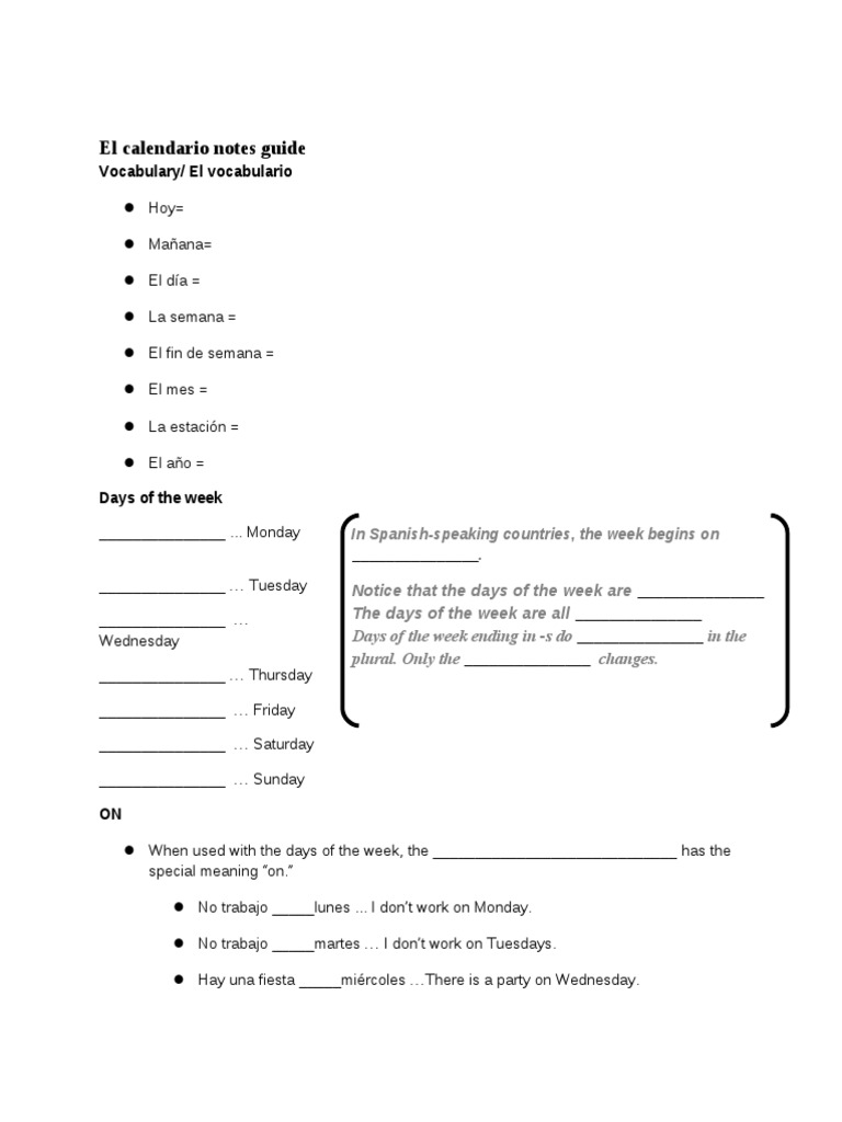 El Calendario Notes Guide | PDF | Linguistics | Languages