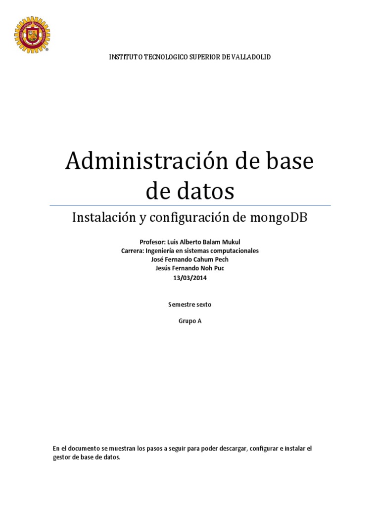 Manual Instalacion Mongodb Jose Cahum Pech | PDF | Mongo Db | Archivo de computadora