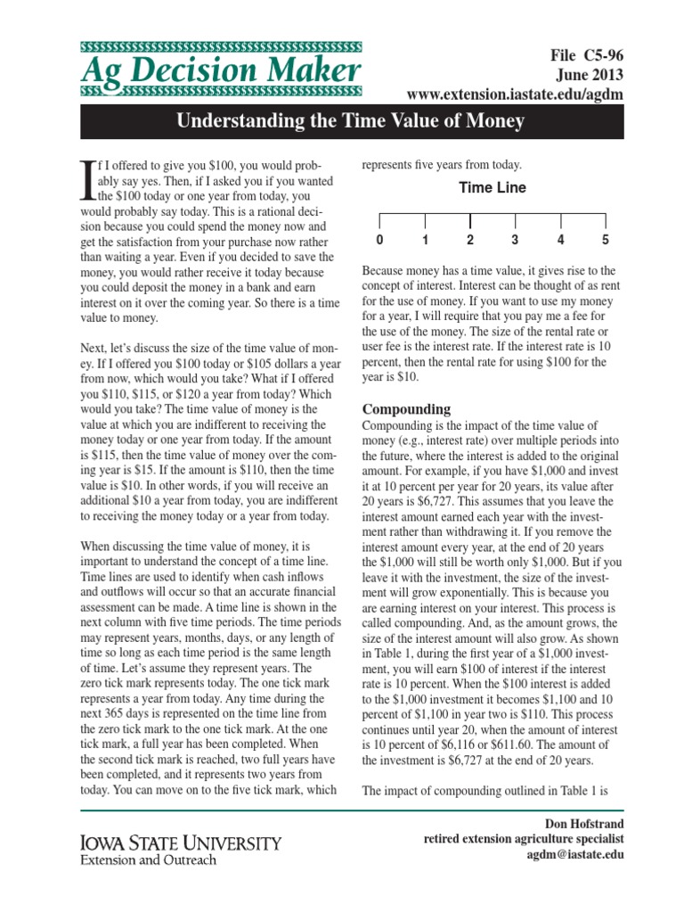 Time Vaue of Money | PDF | Present Value | Discounting