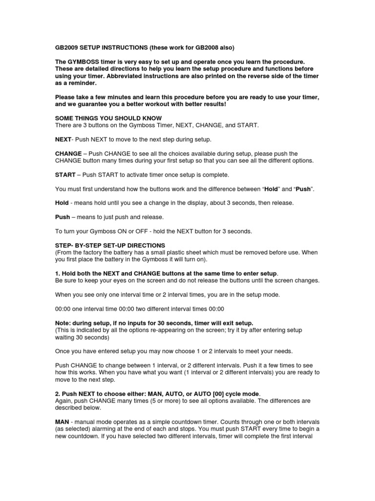 Gym Boss Instructions | PDF | Timer | Areas Of Computer Science