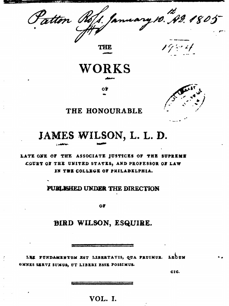 James Wilson - The Works of James Wilson, Vol 1 | PDF | Government ...