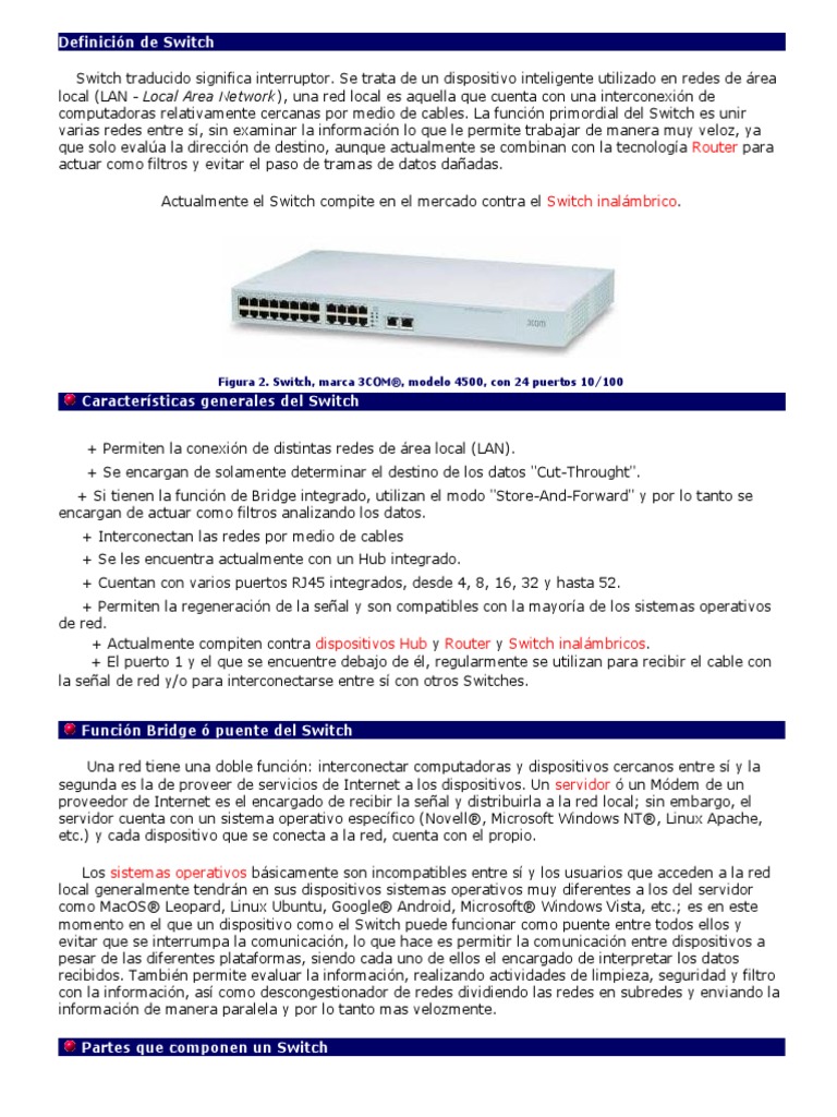 Definición de Switch | Conmutador de red | Red de computadoras