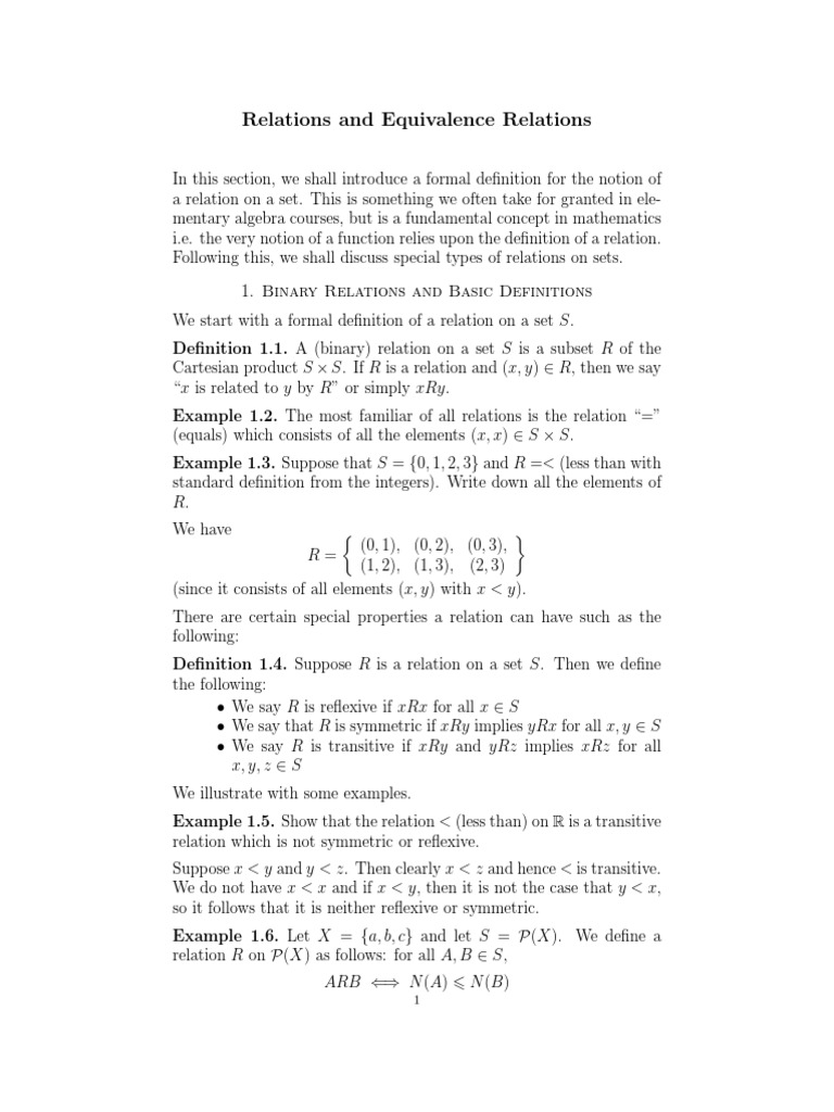 Equivalence Relation | PDF | Mathematical Objects | Mathematical Logic