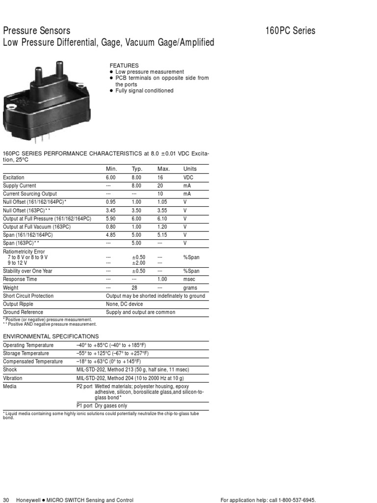 160PC Differential Pressure Sensor | PDF | Amplifier | Sensor