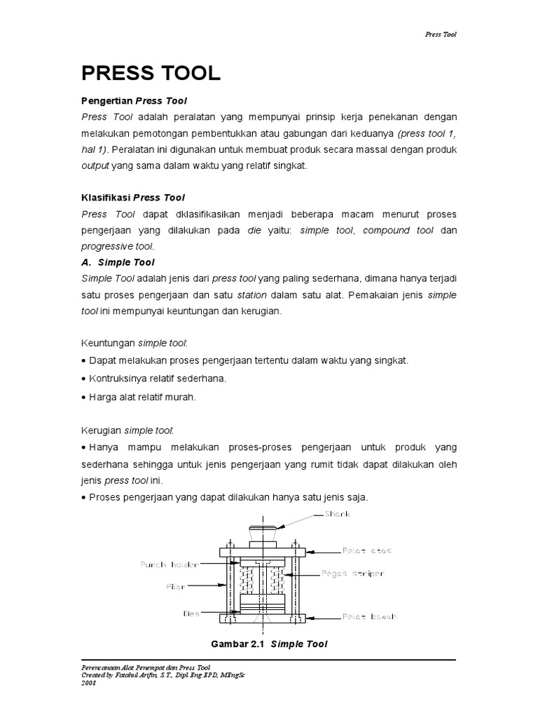 Jenis dan Fungsi Press Tool dalam Manufaktur | PDF