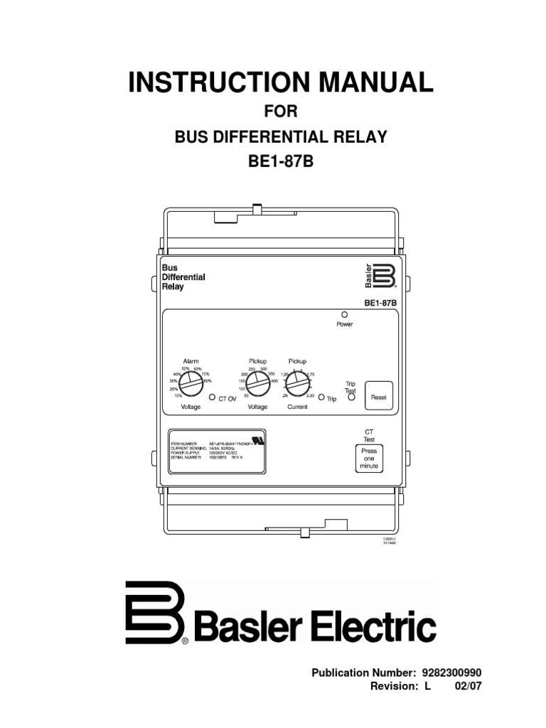 BE1 87B Bus Differential Relay | Relay | Transformer