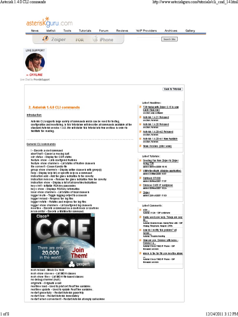 Asterisk 1.4 Commands | Download Free PDF | Command Line Interface | Session Initiation Protocol