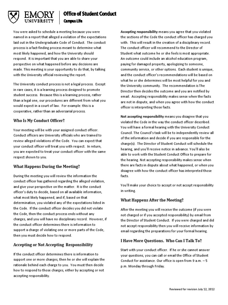 Understanding The Conduct Process Preliminary Review | PDF | Learning ...