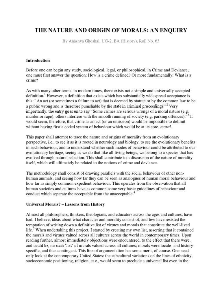 The Nature and Origins of Morality | PDF | Morality | Sociobiology