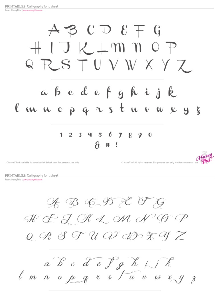 Calligraphy Cheat Sheet | PDF | Foreign Language Studies