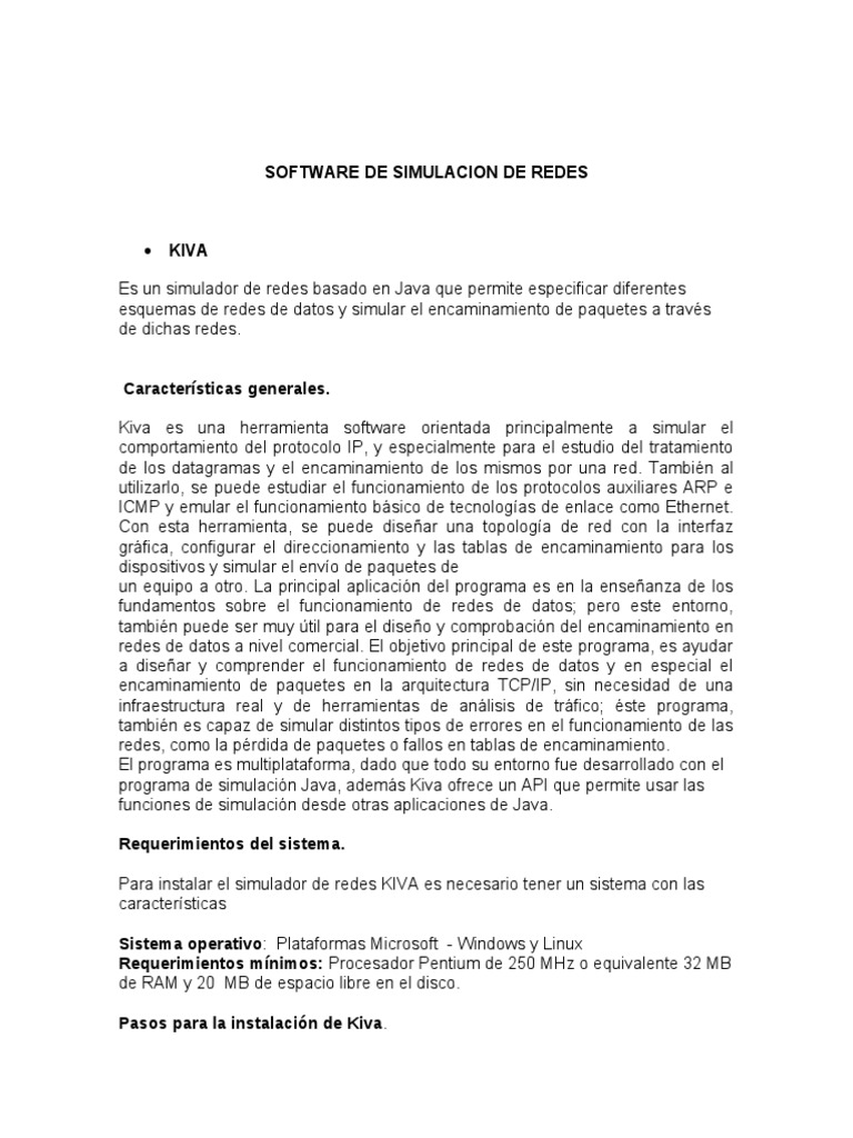 Software de Simulacion de Redes | PDF | Enrutamiento | Red de computadoras