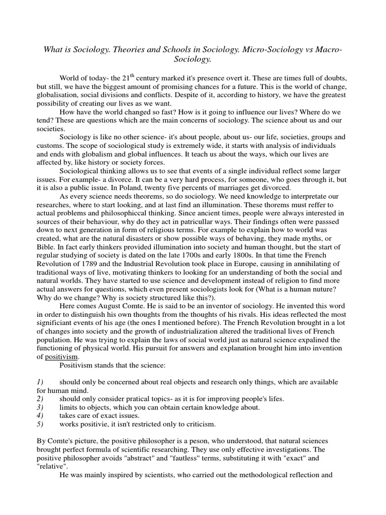 Microsociology Vs Macrosociology PDF | PDF | Positivism | Max Weber