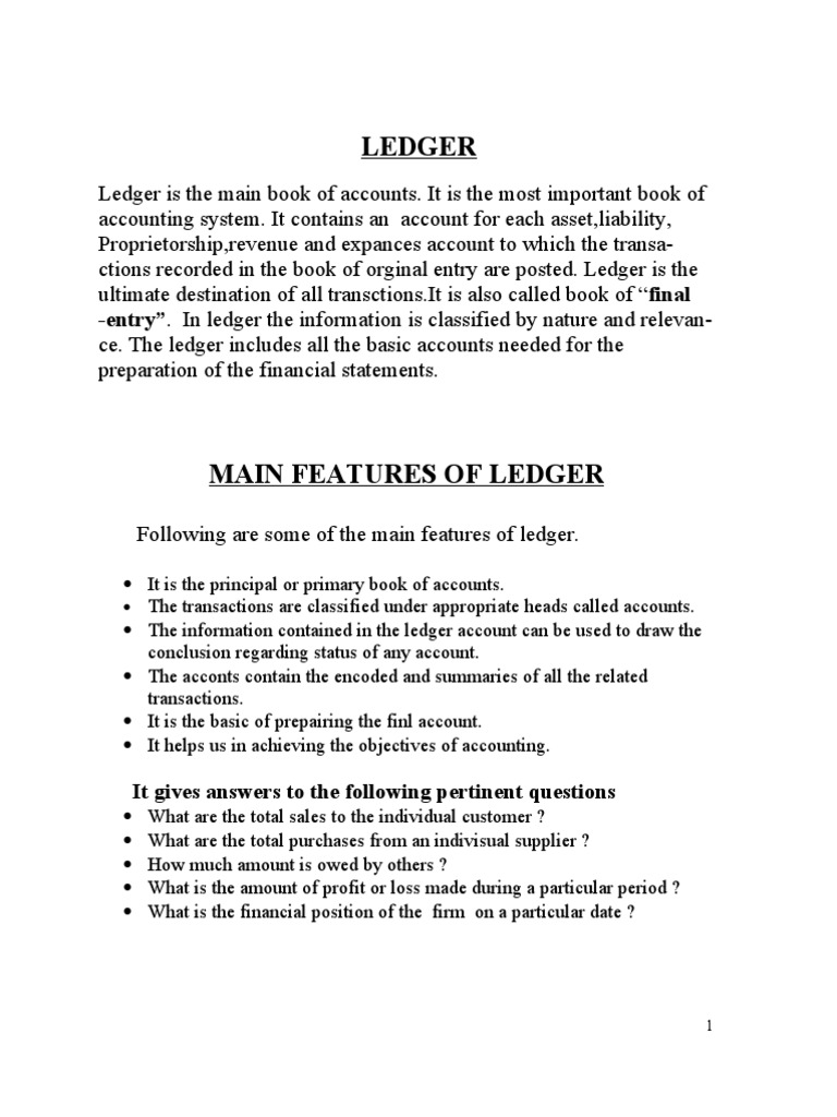 Understanding Ledger in Accounting | PDF | Debits And Credits ...