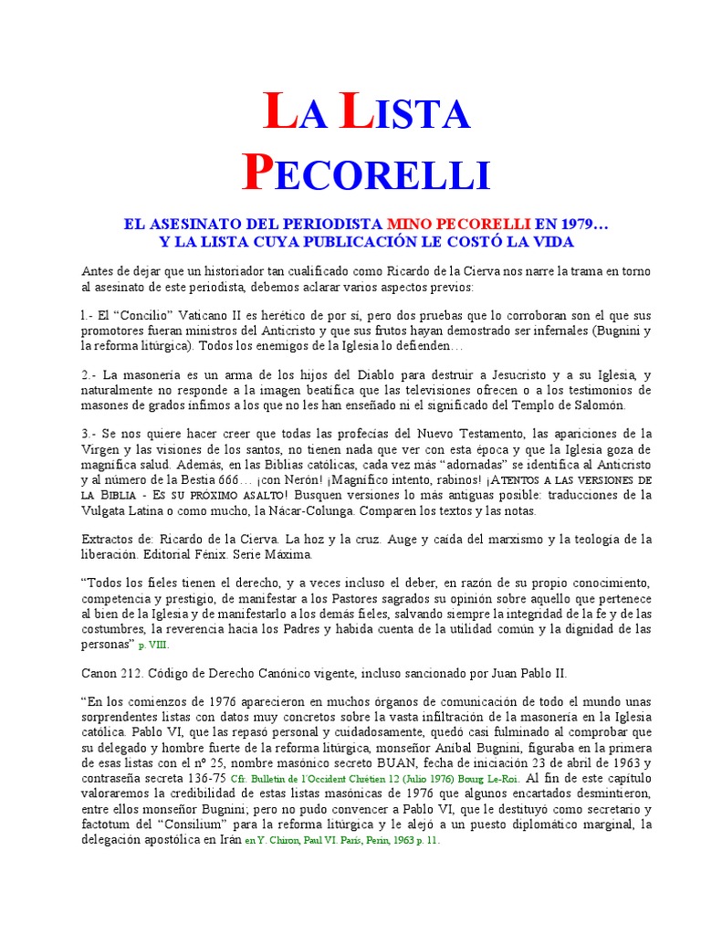 La Lista Pecorelli | PDF | Religiones mediterráneas antiguas | Religión ...