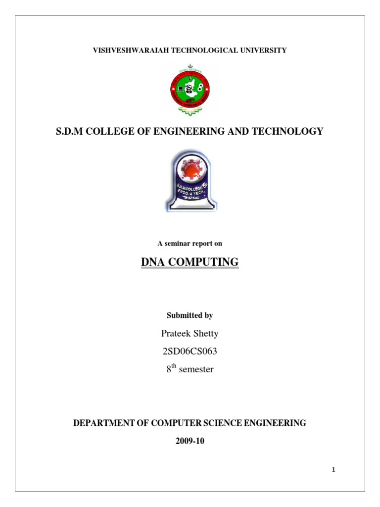 S.D.M College of Engineering and Technology: Dna Computing | PDF | Base ...