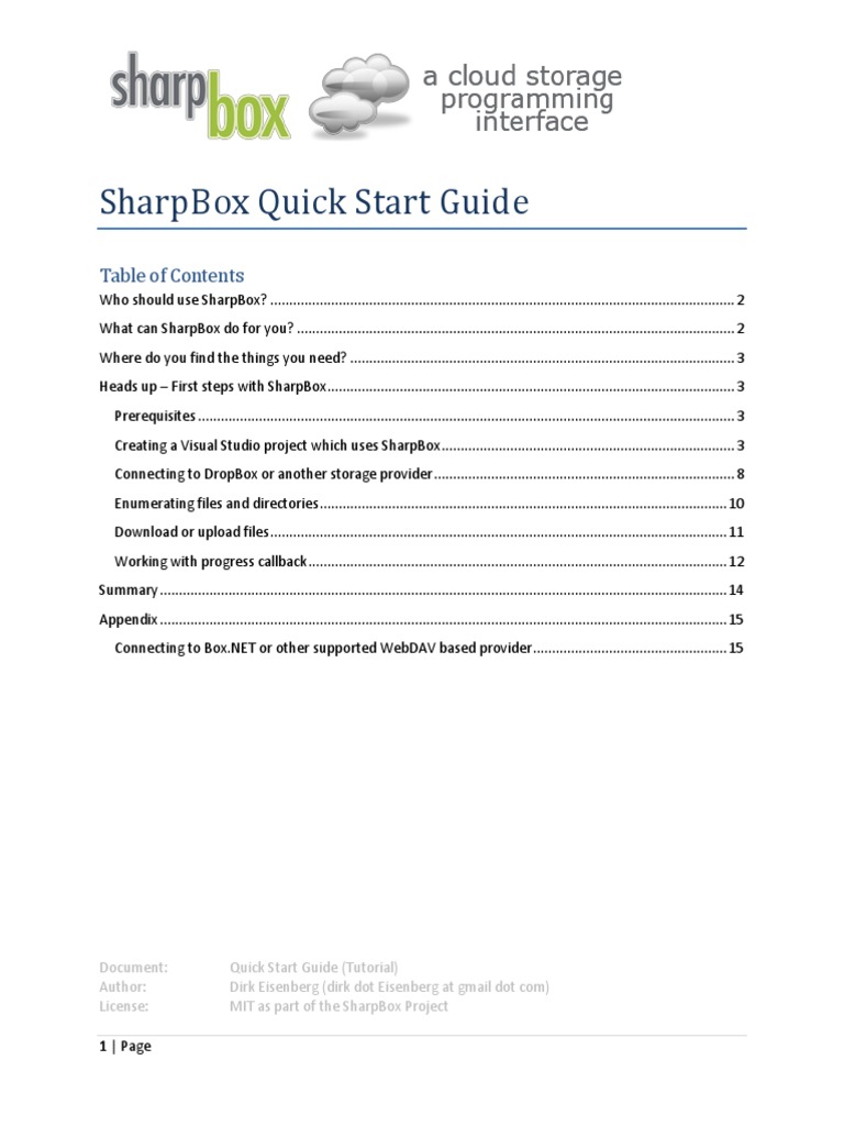 SharpBox Tut01 App QuickStartGuide 1.2 | PDF | Application Programming ...