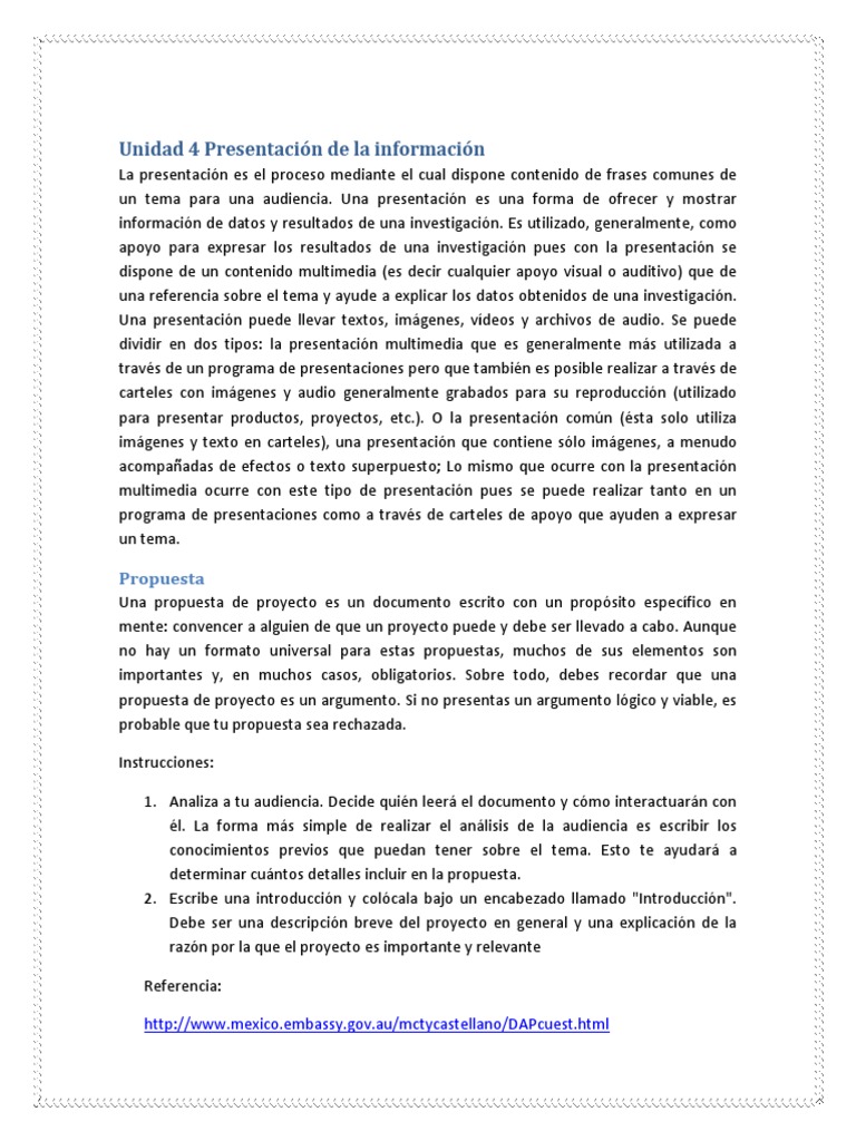 Unidad 4 Presentación de La Información | PDF | Diseño | Comunicación