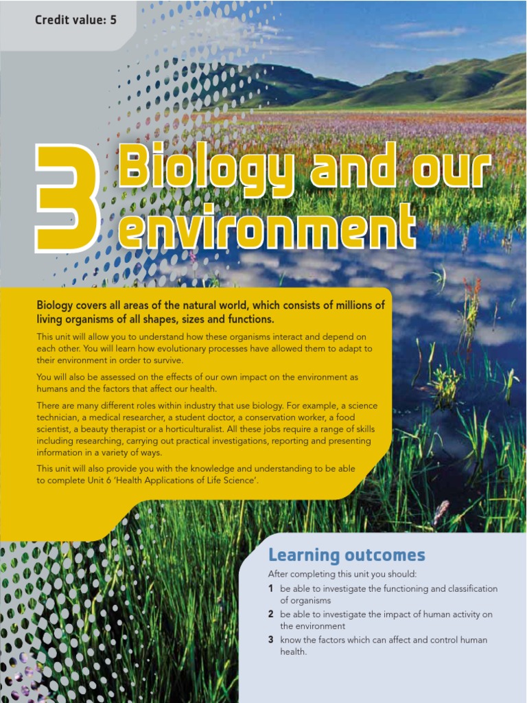 Biology and Environmental Impact Unit | PDF | Wellness | Science ...