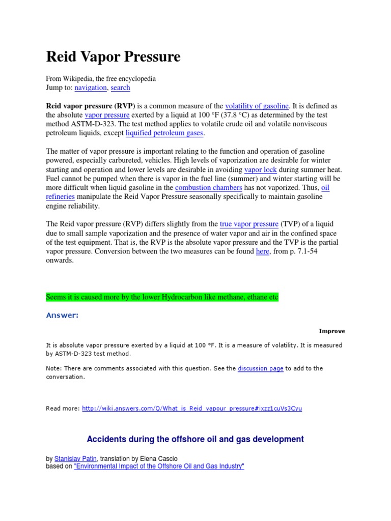 Reid Vapor Pressure RVP | PDF | Natural Gas | Gases