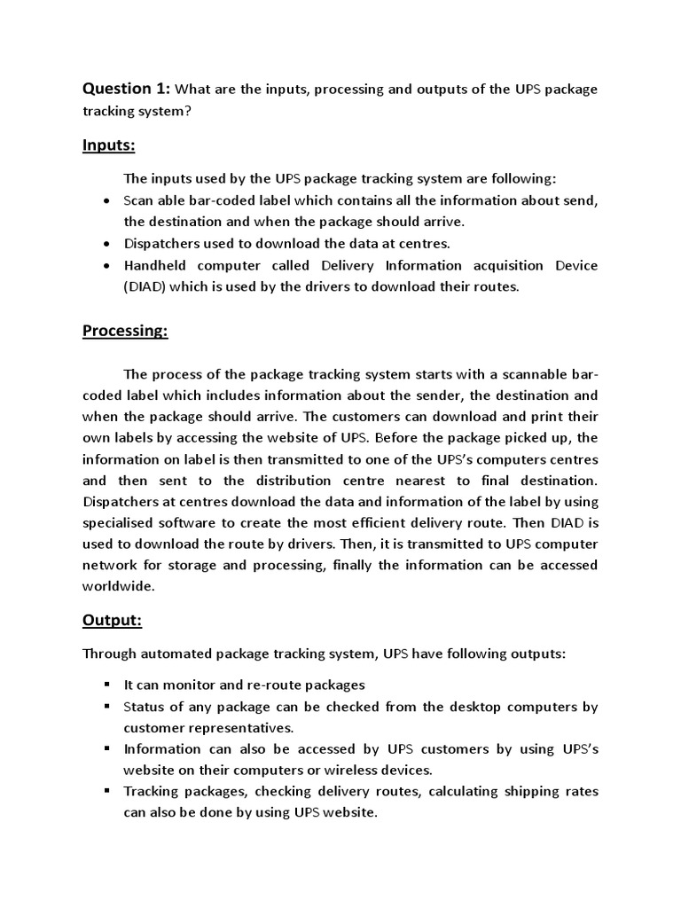 UPS Case Questions | PDF | Input/Output | Barcode