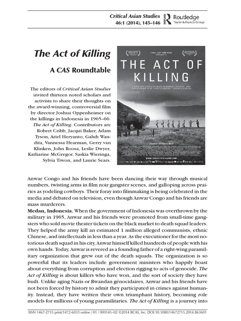 Indonesia Roundtable The Act of Killing at Critical Asian Studies 46 ...