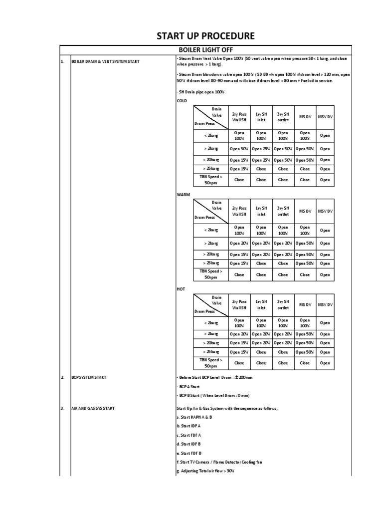 Power Plant Start Up Procedure | PDF | Furnace | Energy Production