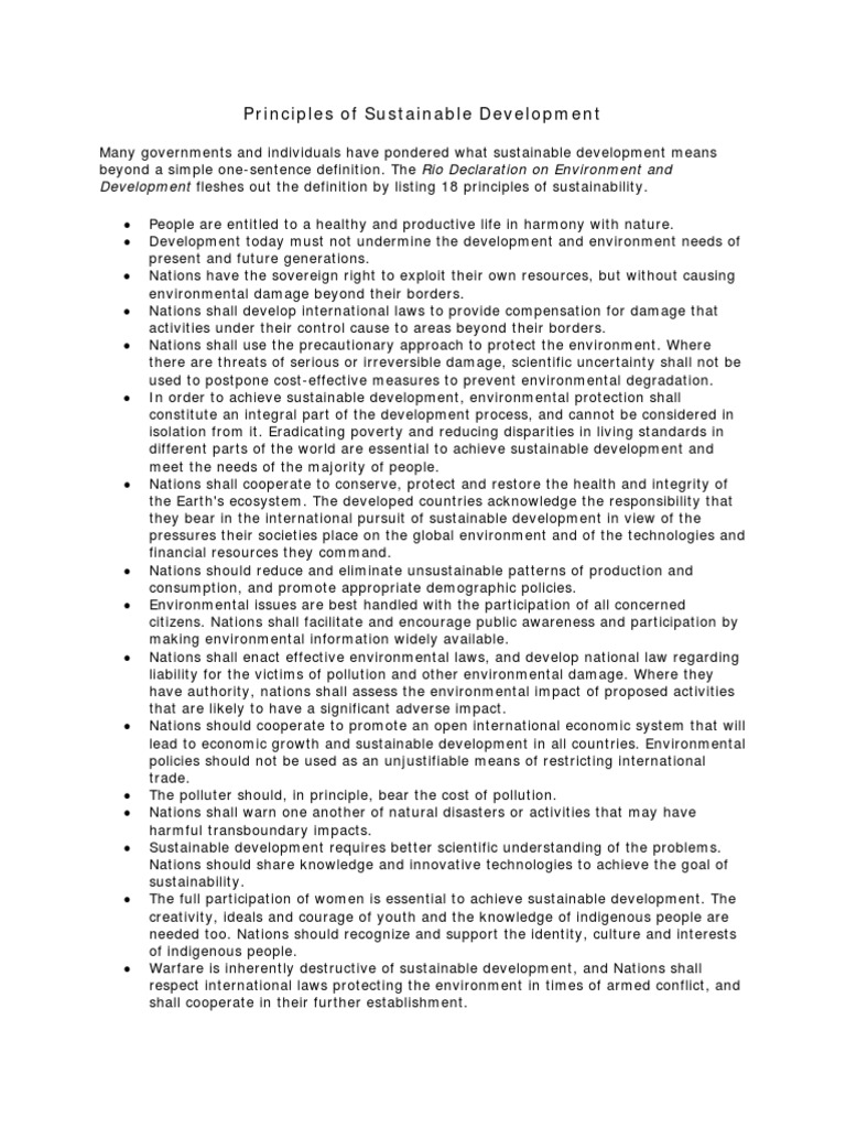 Sustainable Development Principles | PDF