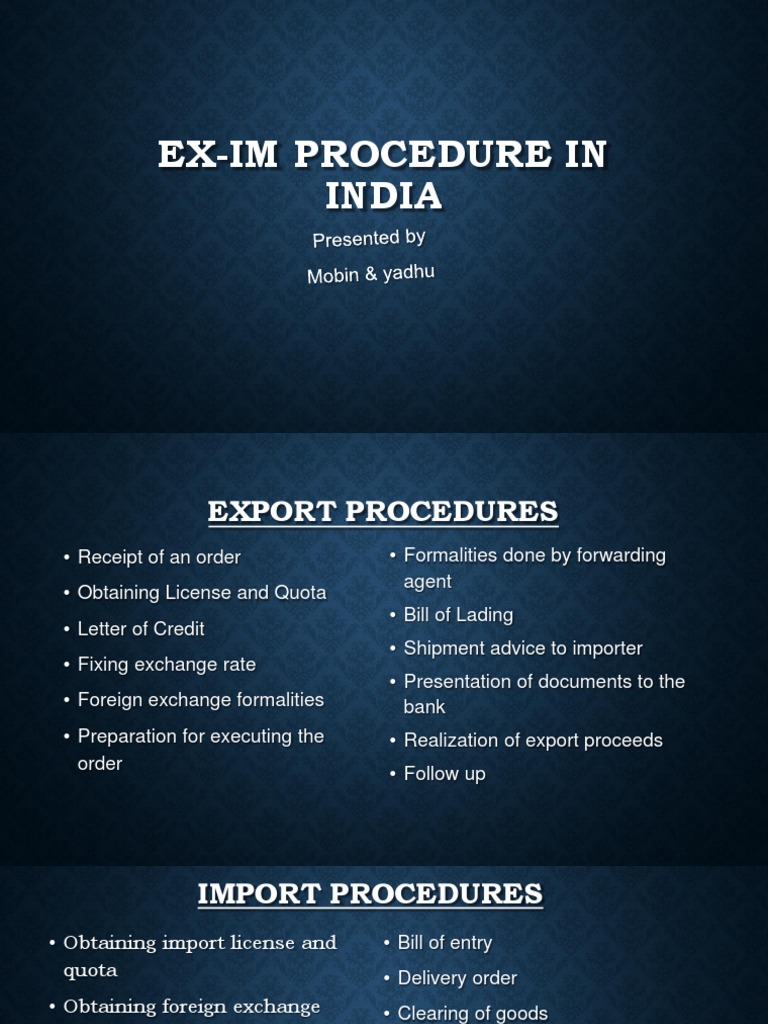 Exim Procedures in India Explained | PDF | Cargo | Invoice