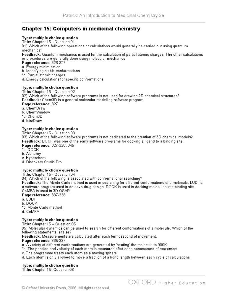 Patrick TB Ch15 | PDF | Computational Chemistry | Atomic
