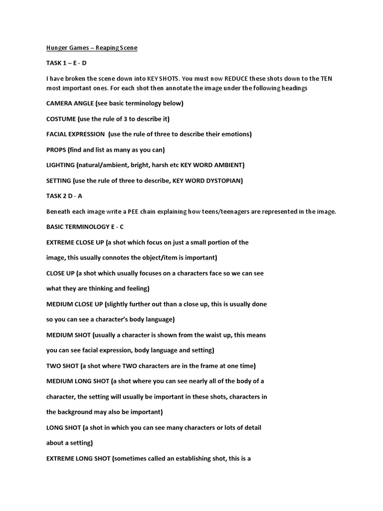 Hunger Games Reaping Scene Screenshots and Analysis | PDF