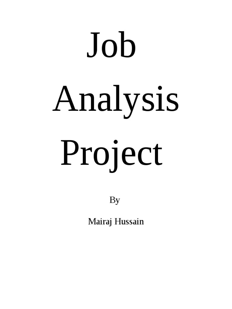 Job Analysis Project: by Mairaj Hussain | Download Free PDF ...