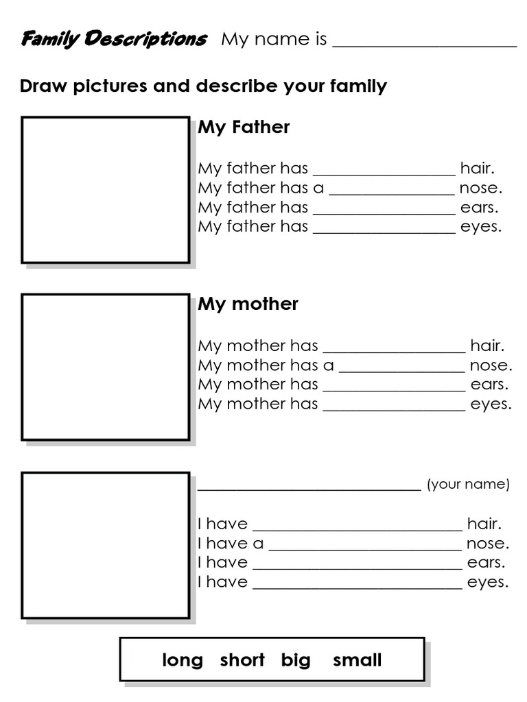 Family Descriptions: Draw Pictures and Describe Your Family My Father | PDF